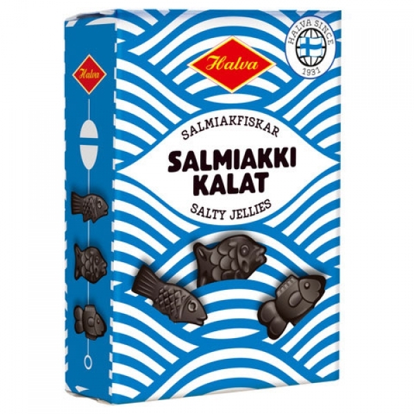 Halva Salmiakki Kalat Box 240 g,Lakritz,Chips,Fudge,Schokolade,Fruchtgummi